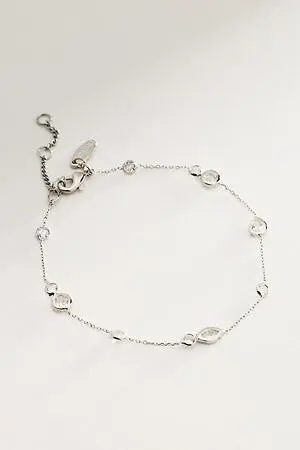 Anthropologie Mixed Crystal Bracelet - Clear & Silver