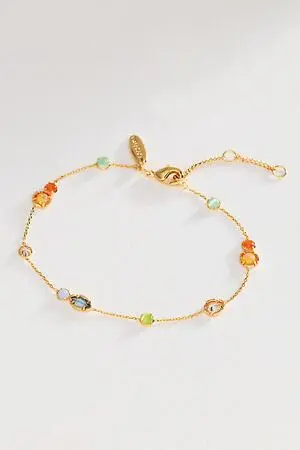 Anthropologie Mixed Crystal Bracelet - Multi & Gold