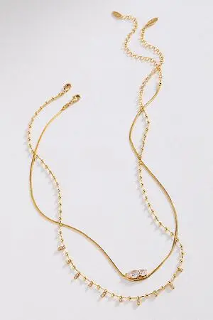 Anthropologie Set Of Two Layered Necklaces - Gold