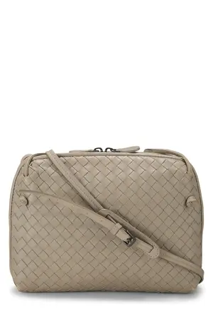 Bottega Veneta Intrecciato Leather Nodini Crossbody Bag - Grey