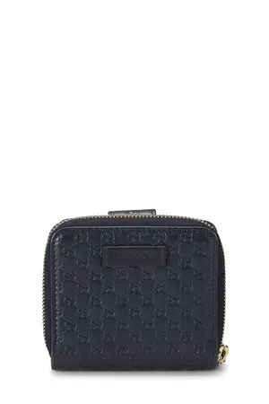 Gucci Ssima French Compact Zip Wallet - Navy