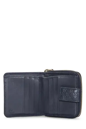 Gucci Ssima French Compact Zip Wallet - Navy