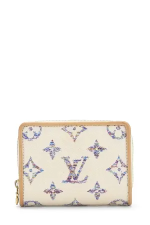 LOUIS VUITTON Beige & Multicolor Monogram Jacquard Lou Wallet - White