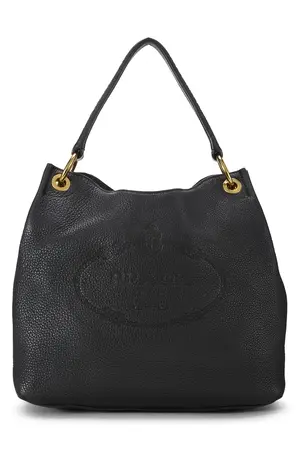 Prada Vitello Daino Embossed Logo Hobo