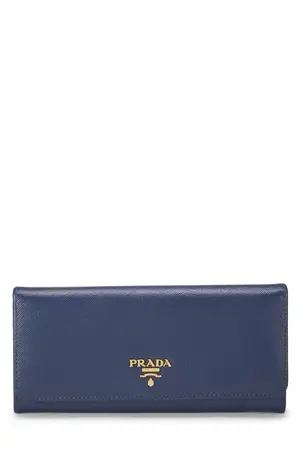 Prada Saffiano Continental Wallet - Blue