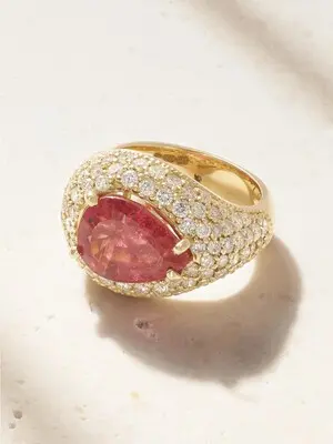 Jacquie Aiche 14-karat Gold, Diamond And Tourmaline Ring - Pink
