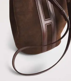 Harrods X Tusting Small Suede H Cross-body Bag - Brown