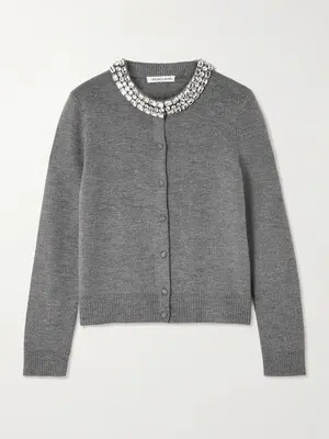 Veronica Beard Daro Crystal-embellished Wool Cardigan