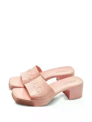 Gucci Logo-embossed Mules - Pink