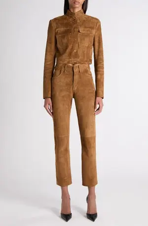 TOM FORD Five-pocket Suede Ankle Pants