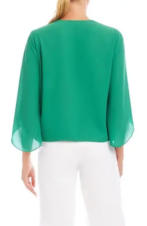 Karen Kane Drape Crossover Crepe Top - Green
