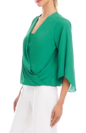 Karen Kane Drape Crossover Crepe Top - Green