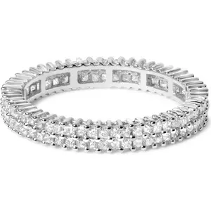 HAUS OF BRILLIANCE 10k Gold 1.0 Cttw Princess Cut Diamond Eternity Band Ring - White
