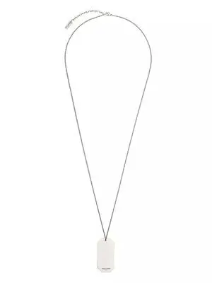 Saint Laurent Logo Tag Necklace - Silver