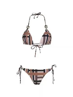 AMIR SLAMA Plaid-pattern Tie Bikini Set - Neutrals