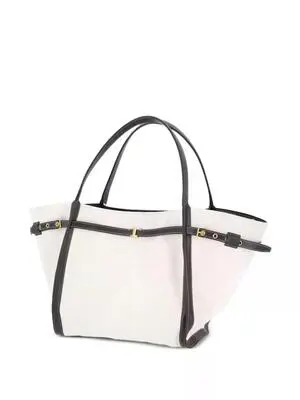 TOD'S T-signature Shopping Bag In Canvas And Leather - Neutrals