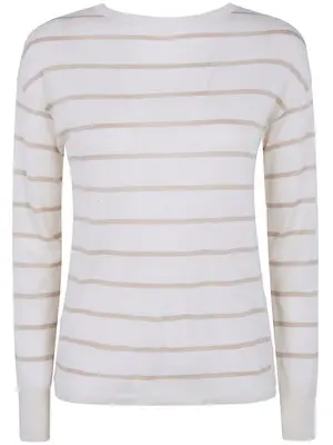 Max Mara Striped Silk Cashmere Sweater - Beige