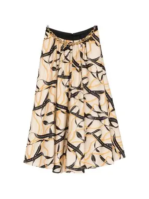 Elisabetta Franchi Printed Midi Skirt - Beige