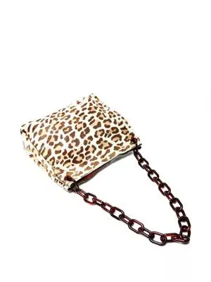 Prada 2000s Leopard-pattern Calf Hair Shoulder Bag