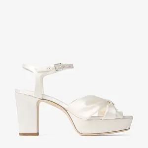 JIMMY CHOO Heloise 80 Satin Sandals - Neutral
