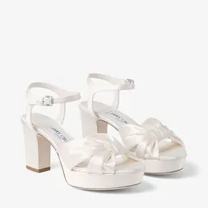 JIMMY CHOO Heloise 80 Satin Sandals - Neutral