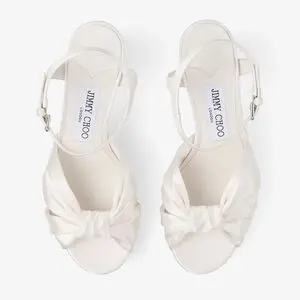 JIMMY CHOO Heloise 80 Satin Sandals - Neutral