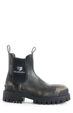 Balenciaga Strike Chelsea Boot - Black/beige/white Logo