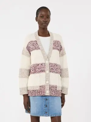 Max Mara Striped Wool And Cotton Cardigan