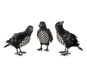 MACKENZIE-CHILDS As Is Set Of 3 Haunted House Crows - One-color