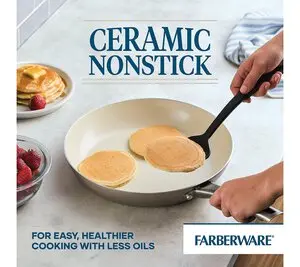 FARBERWARE Vibrance Ceramic Nonstick Frying Pan, 12.25', S Ilver