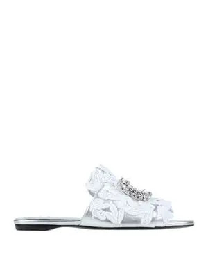 ROGER VIVIER Sandals In Soft Leather And Textile Fibers - Silver