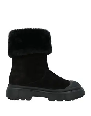 Hogan Leather Suede Ankle Boots With Shearling Lining