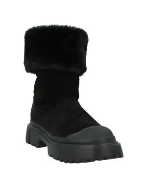 Hogan Leather Suede Ankle Boots With Shearling Lining