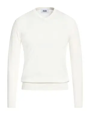 Alpha Studio Knitted V-neck Sweater - White