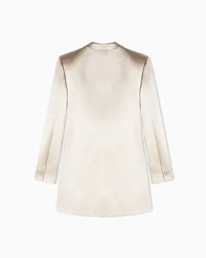 Giorgio Armani Silk Satin Double-breasted Jacket - Beige