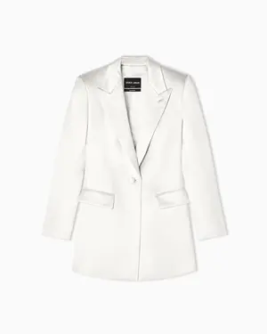 Giorgio Armani Single-breasted Silk Satin Jacket - White