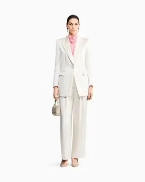Giorgio Armani Single-breasted Silk Satin Jacket - White
