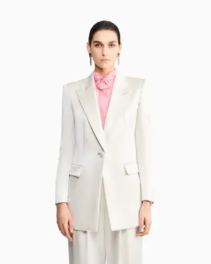 Giorgio Armani Single-breasted Silk Satin Jacket - White