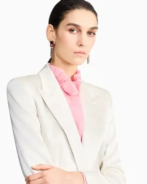 Giorgio Armani Single-breasted Silk Satin Jacket - White