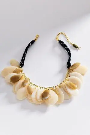 Anthropologie Resin Cord Statement Necklace - Gold