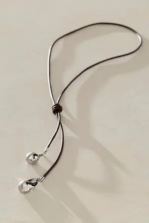 Free People Laken Corded Lariat Necklace - Chocolate/silver