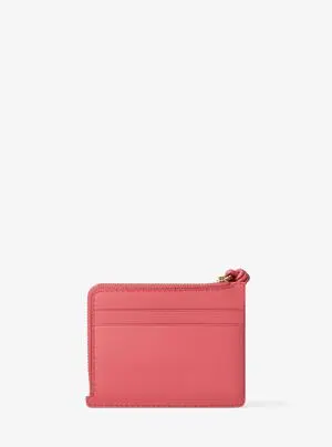 Michael Kors Jet Set Small Pebbled Leather Card Case Wristlet In By - Pink