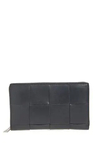 Bottega Veneta Cassette Intrecciato Leather Zip Around Continental Wallet - 4143 Noctur/blue Roy-si