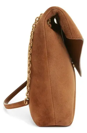 Saint Laurent Cassandre Suede Pouch With Chain