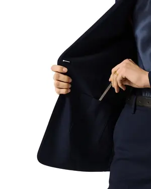 ARGENT Double Breasted Peak Lapel Blazer - Midnight