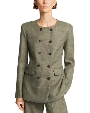 ARGENT Double Breasted Crewneck Blazer - Ash