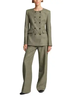 ARGENT Double Breasted Crewneck Blazer - Ash