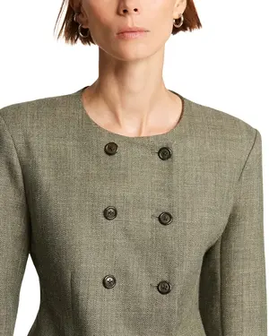 ARGENT Double Breasted Crewneck Blazer - Ash