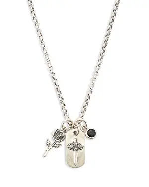 SERGE DENIMES Triple Charm Pendant Necklace - Silver