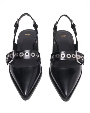 Maje Leather Slingback Flats